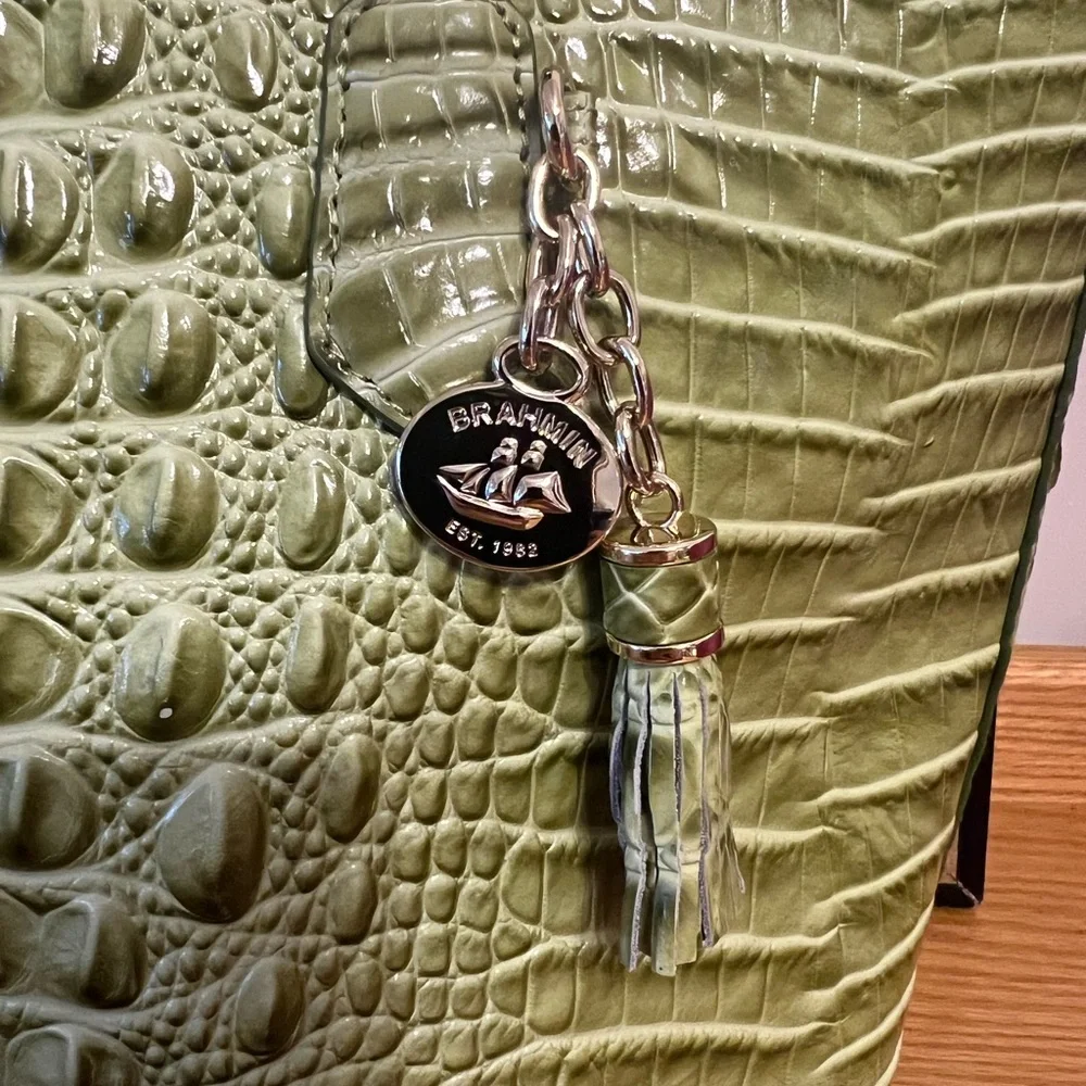 Bags | Brahmin Green Crocodile Embossed Tote Bag | Poshmark